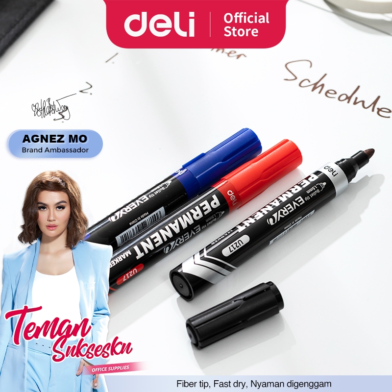Jual Deli Spidol Permanen / Permanent Marker Warna HITAM BIRU MERAH ...