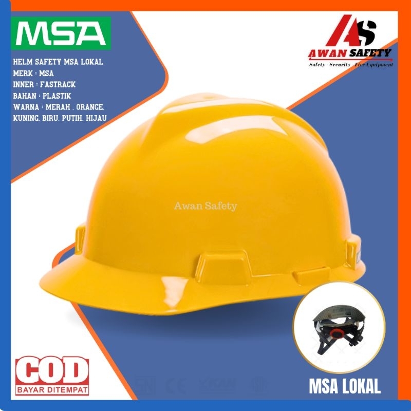 Jual Helm Safety Proyek MSA Lokal Kuning Original + Fastrack/Helm ...