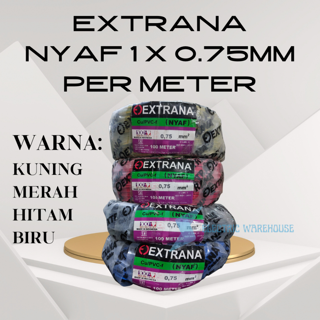 Jual EXTRANA KABEL SERABUT NYAF 0.75 MM ( PER METER ) KUNING MERAH BIRU HITAM METERAN | Shopee ...