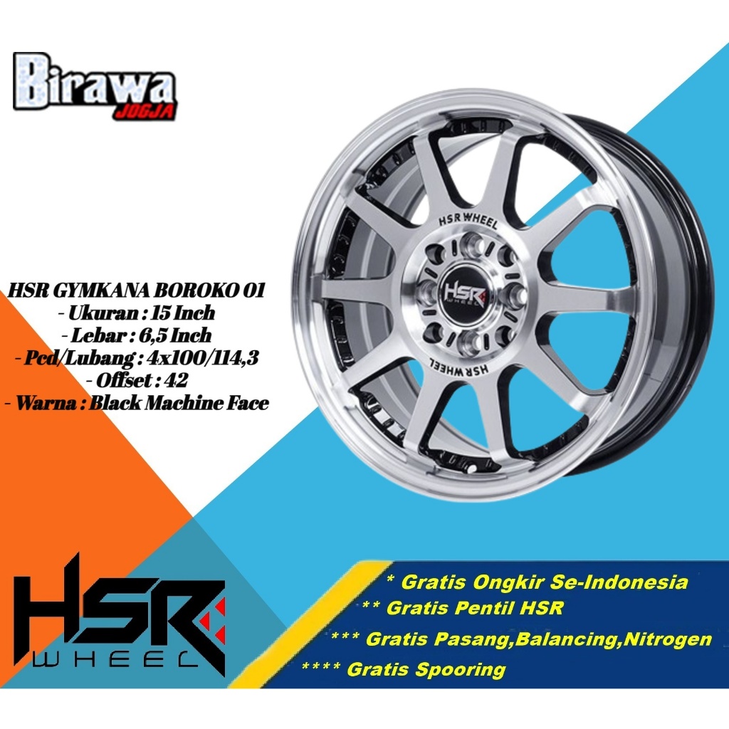 Jual Velg Mobil Ring 15 HSR GYMKANA BOROKO 01 R15 Lebar 6,5 Hole 4X100 ...