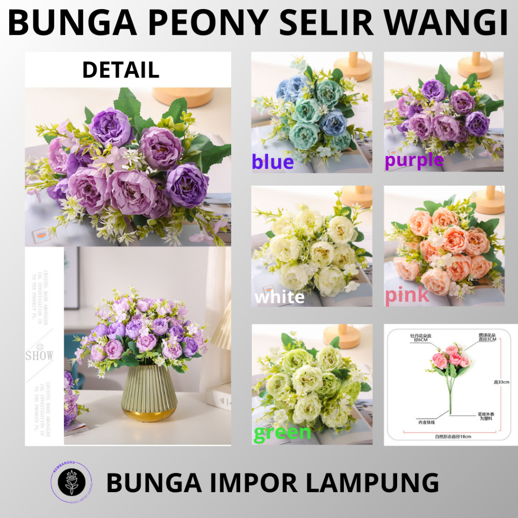 Jual Buga Peony Selir Wangi artificial 5 cabang 5 bunga | Shopee Indonesia