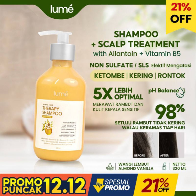 Jual LUME Scalp & Hair THERAPY SHAMPOO NON SULFAT SLS ANTI RONTOK ...