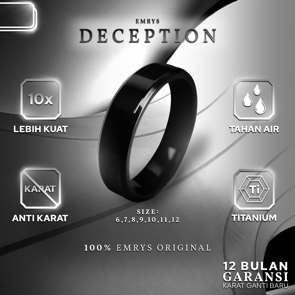 Jual BUY 2 FREE 1 GIFT Emrys Simple Ring Deception Real Titanium Anti ...