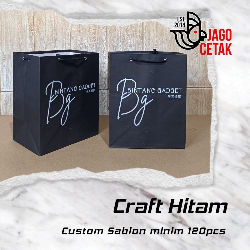 Jual paperbag 18x12x22 SABLON custom craft tas kertas bag paper bag ...