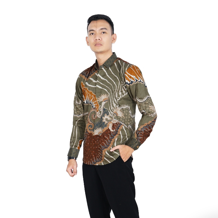 Jual BATIK TRUSMI Atasan Batik Pria Kemeja Slimfit Batik Silk 21815 ...