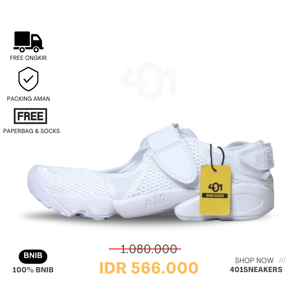 Jual Sepatu Wanita Nike Air Rift Triple White Authentic 100% BNIB ...