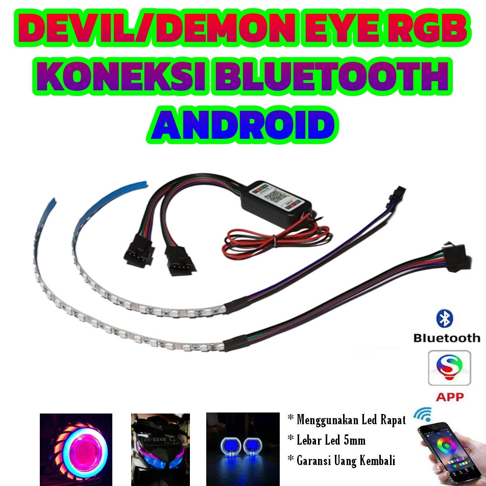 Jual DEVIL / DEMON EYE RGB BLUETOOTH PROJIE BILED / HID LED RAPAT ...