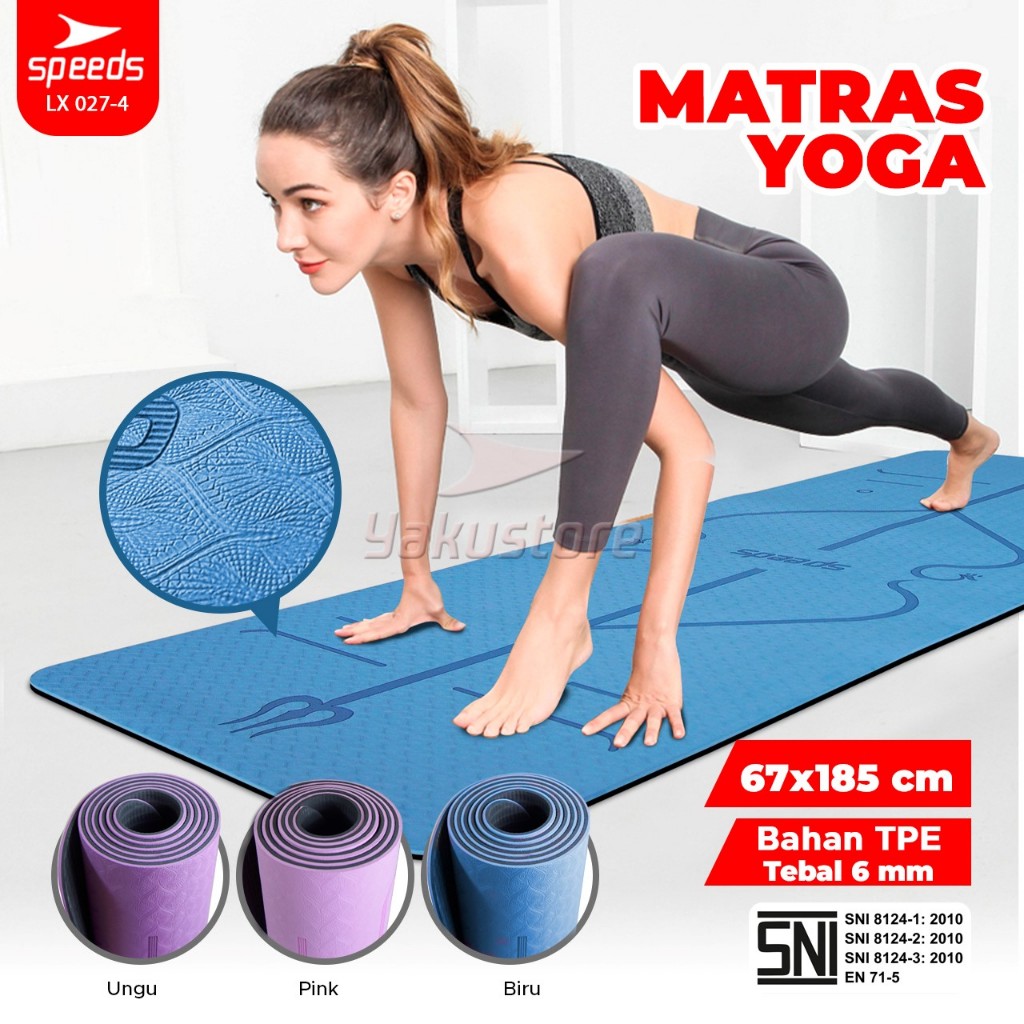 Jual SPEEDS Matras Yoga 6mm Olahraga Yoga Mat TPE Berkualitas Meditasi ...