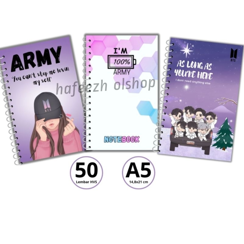 Jual Notebook Buku Catatan Notes Notepad Spiral A5 BTS Army BTS ...