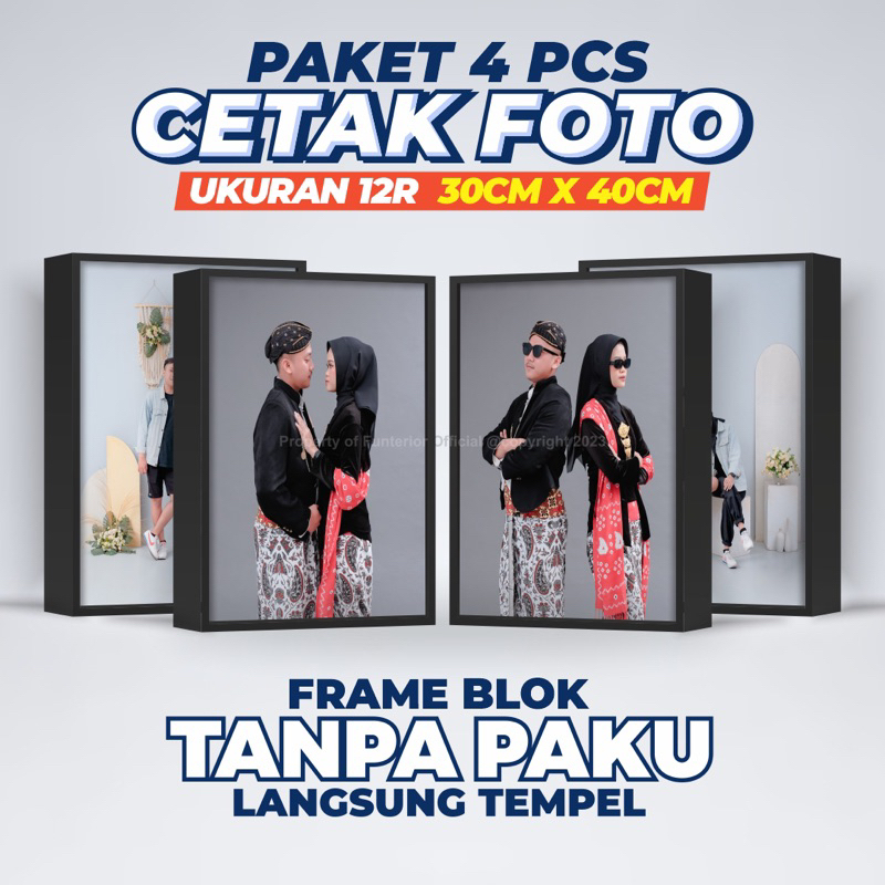 Jual (4 PCS) Cetak Foto Bingkai 12R Ukuran 30x40 cm Hiasan Dinding ...