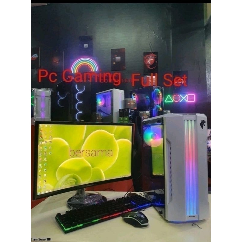 Jual PC Gaming Editing core i7 Ram 16 gb Ssd 240 gb monitor 24 in full set | Shopee Indonesia