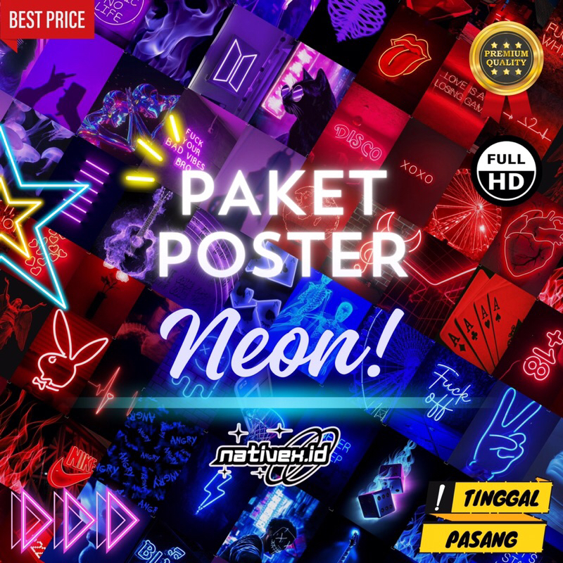 Jual (Isi 24 Pcs) Poster Dinding Aesthetic | Poster Dinding Tema Neon ...