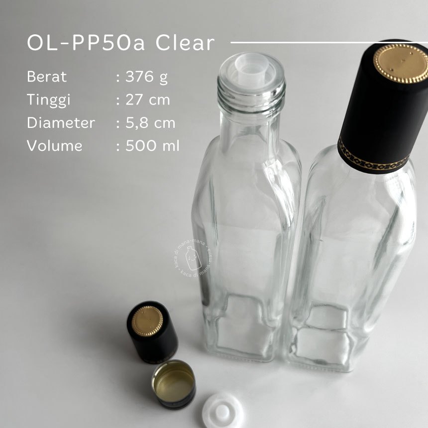 Jual Botol kaca olive oil - Botol minyak - pourer ROPP cap - clear ...