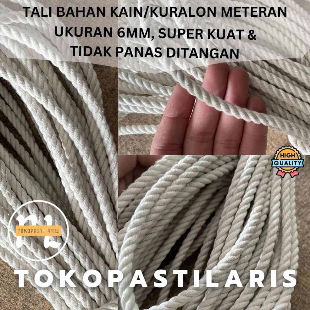 Jual TALI TAMBANG KAIN 6MM METERAN/ TALI BAHAN KAIN 6MM/ TALI KURALON ...