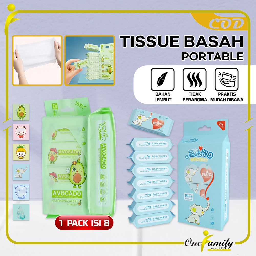 Jual ONE-C949 Tissue Basah Mini Karakter Travel 8in1 / Tisue Basah Bayi ...