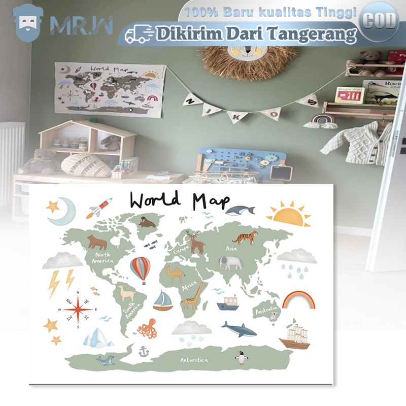Jual 60x80cm Poster Kain Dinding Canvas Hanging Decor Maps World Dunia ...