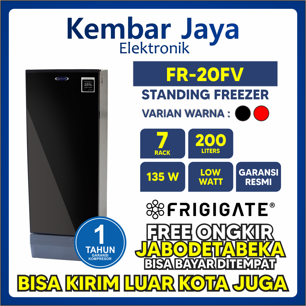 Jual STANDING FREEZER FRIGIGATE 200 LITER 7 RAK TYPE FR 20FV | Shopee ...