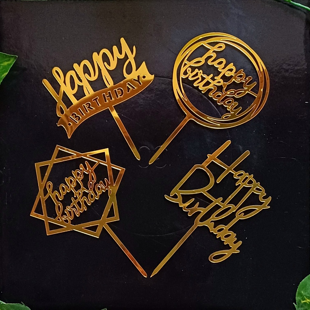 Jual [10pcs] Toper HBD Akrilik untuk Hiasan Kue Ulang Tahun Anak (Topper Cake Acrylic Happy ...