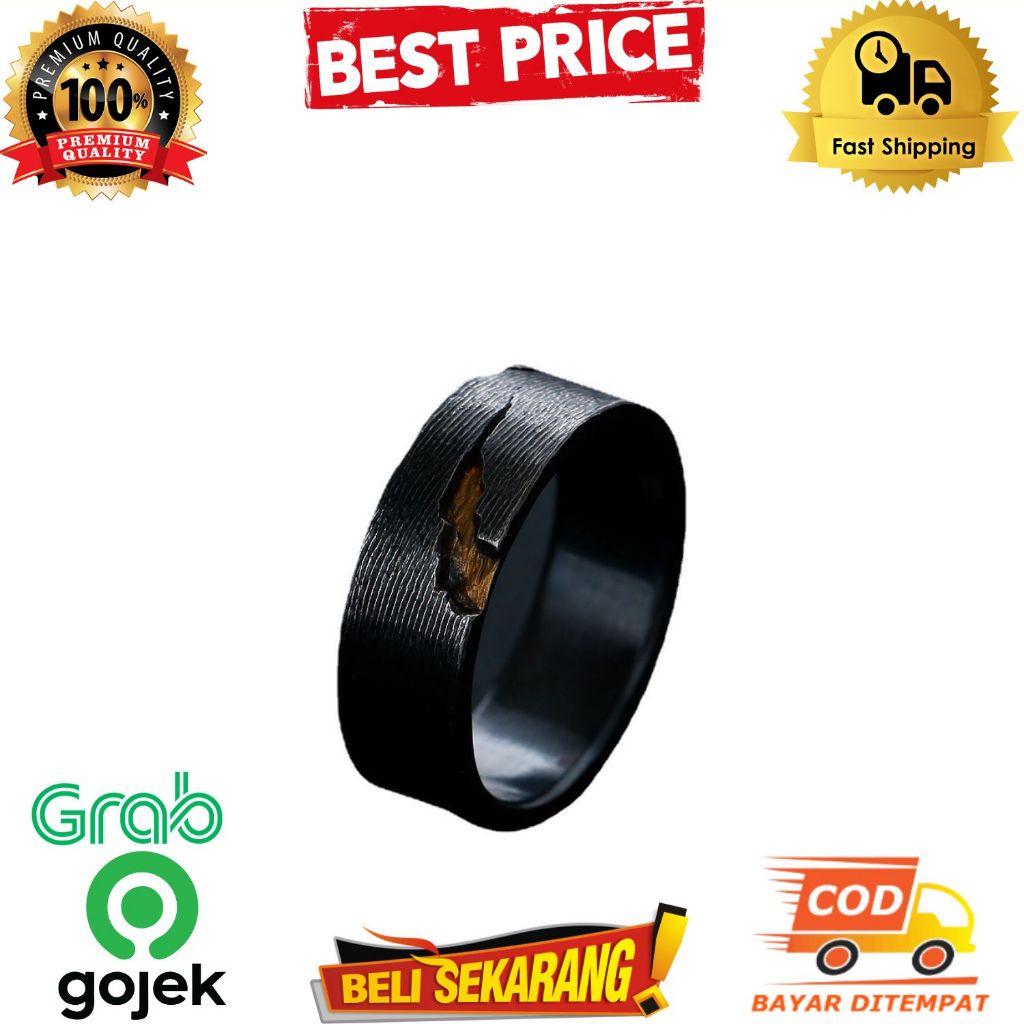 Jual Cincin hitam pria titanium perunggu retakan petir men ring keren ...