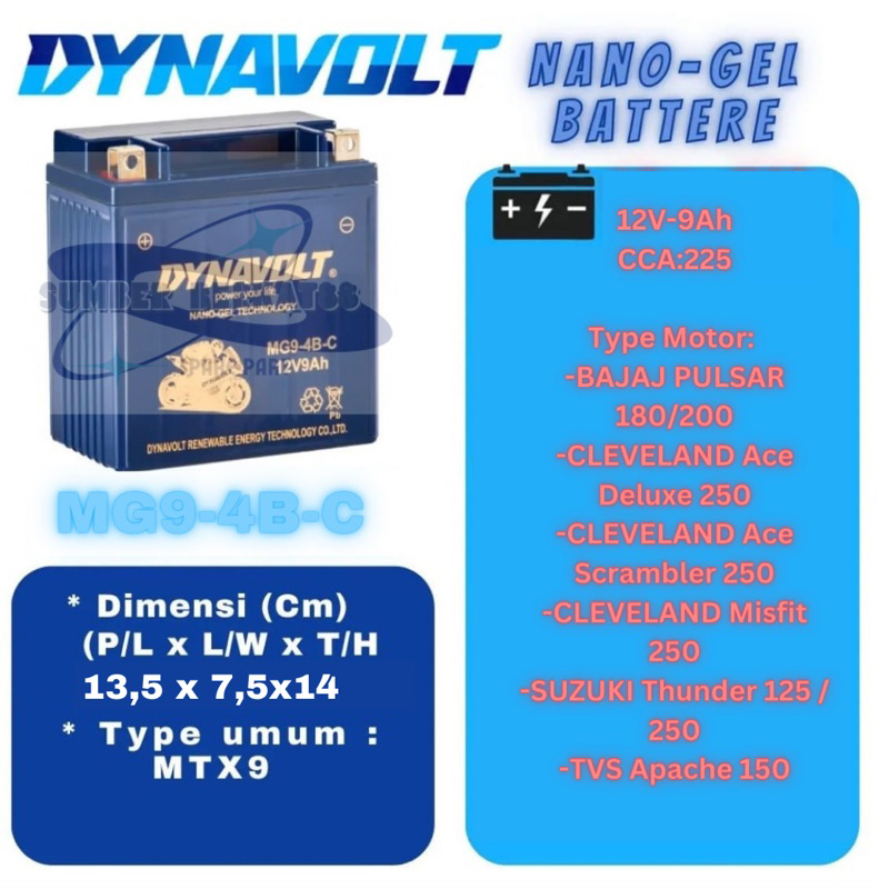 Jual Aki Motor DYNAVOLT Nano Gel MG9-4B-C (FREE 1 PCS TSHIRT SETIAP PEMBELIAN) | Shopee Indonesia