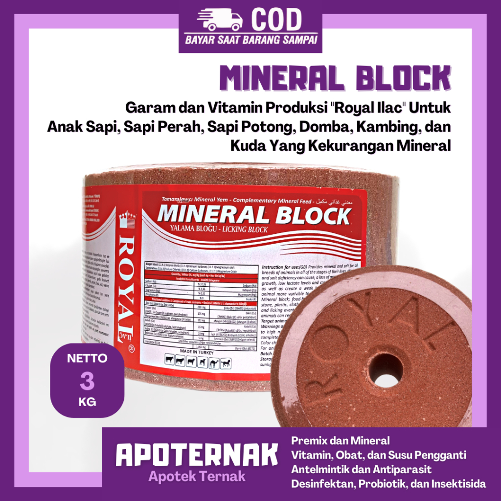 Jual MINERAL BLOCK ROYAL 3 kg ROYAL ILAC - Mineral Blok DOMBA I Mineral ...