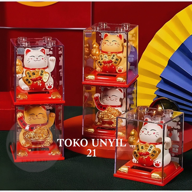 Jual PATUNG PAJANGAN KUCING HOKI BLOCK SOLAR KOTAK Maneki Neko Kucing ...