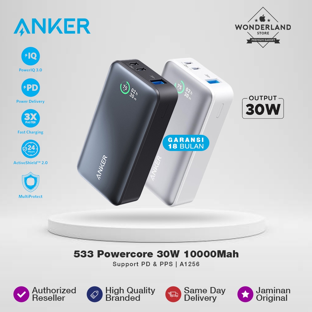 Jual Anker 533 Powercore 30W USB-C+USB-A 10000Mah PD PPS QC 3 Output A1256 - Wonderland Store ...