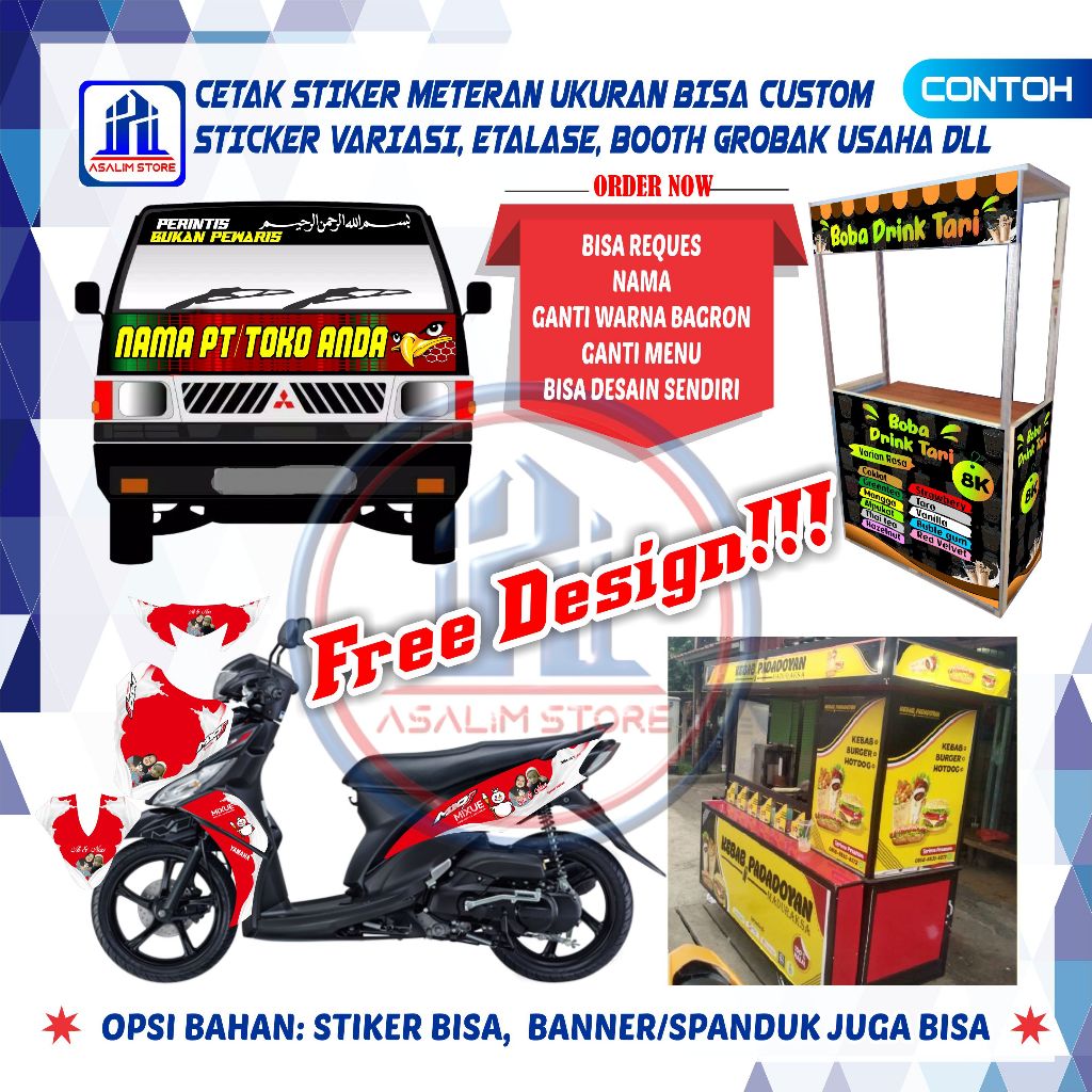 Jual Stiker Sticker Meteran Custom / Sticker Stiker Gerobak Jualan ...