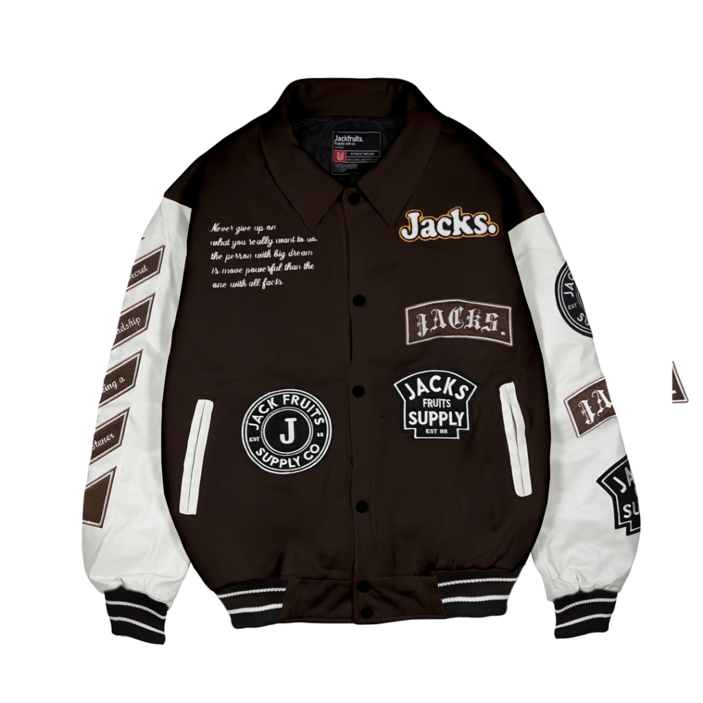Jual Salvio Hexia Varsity Jacket Brown Faye Jackfuits | Shopee Indonesia