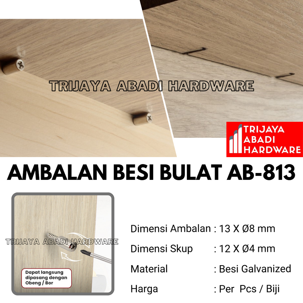 Jual Pen Ambalan Bulat AB-813 Skrup Kayu Besi Penyangga Rak Kabinet ...