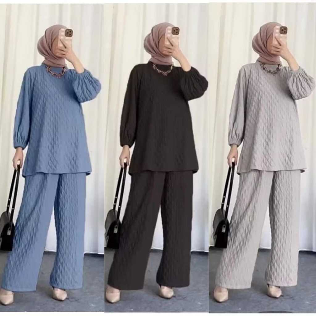 Jual Setelan Bubble Knit Bangkok Oneset Bubble knit Kekinian | Shopee ...