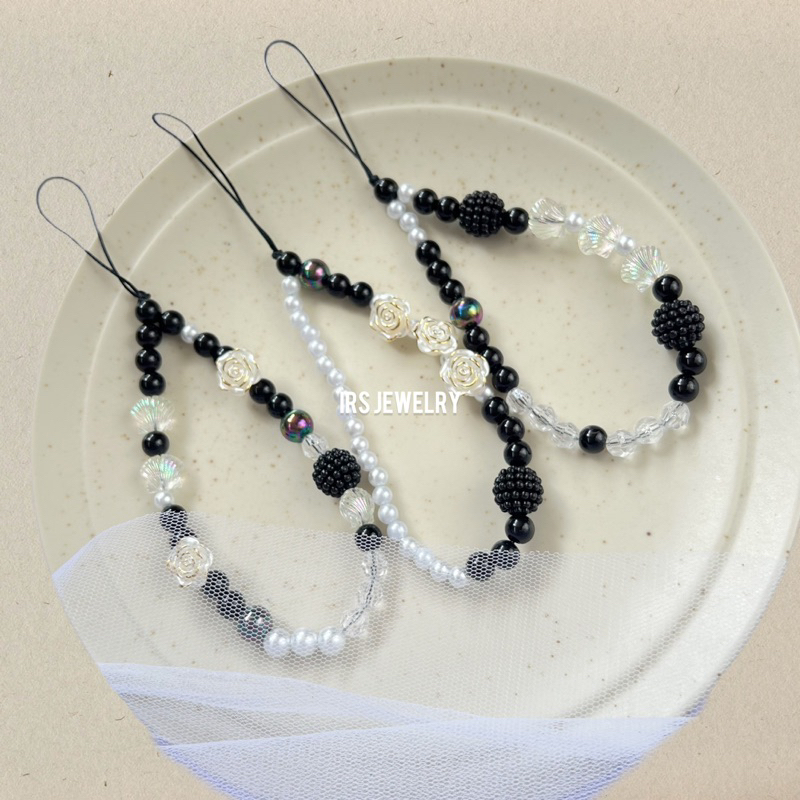 Jual PHONE MANIK HITAM / Tali Lanyard Handphone Manik Hitam/ Gantungan ...