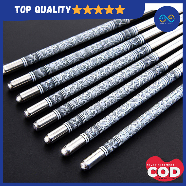 Jual Sumpit Stainless Steel Sus 304 satu Pasang Polos dan Bermotif ...