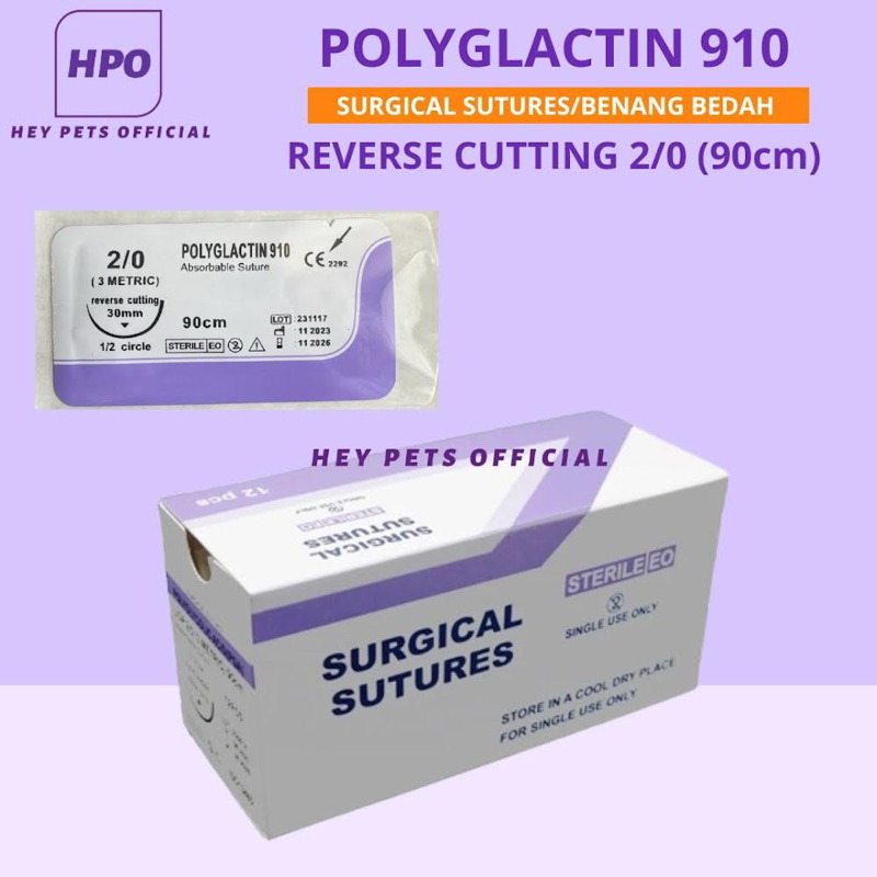 Jual Surgical suture PGA 910 / benang jahit operasi PGA Polyglactin (Reverse Cutting ) - 1 pcs ...