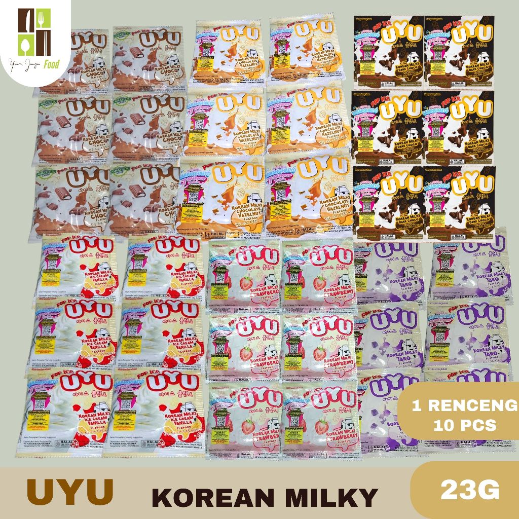 Jual Pop Ice Uyu Korean Milky Choco/ Hazelnut/Ice Cream Vanila/Dark Choco/Strawberry/Taro 1RCG ...