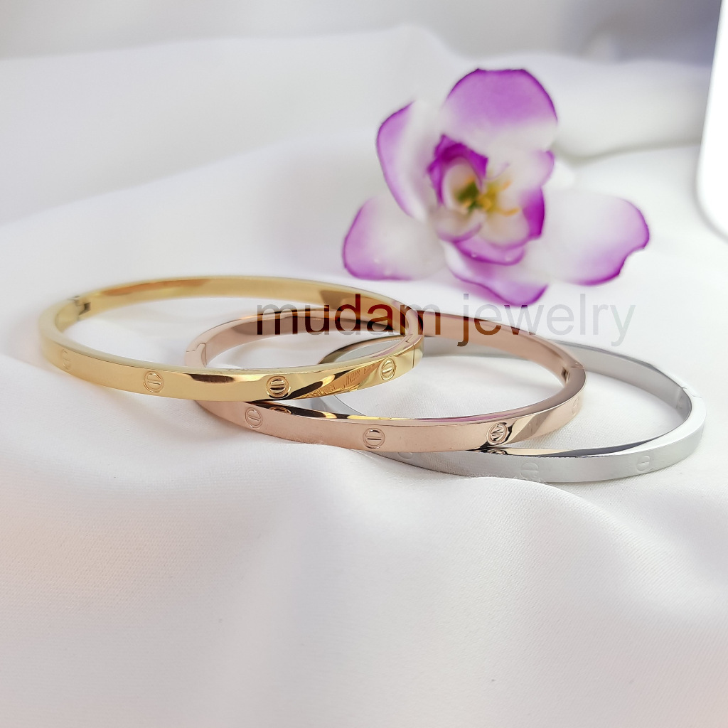 Jual Gelang Titanium Bangle Model Slim Polos (Tampak Diamonds) | Shopee ...