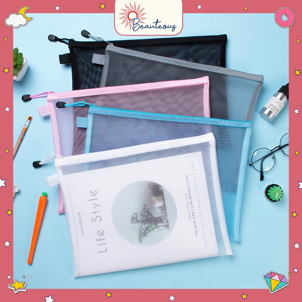 Jual Pouch Make Up Zipper Bag Dompet Jaring Transparan Tempat ...