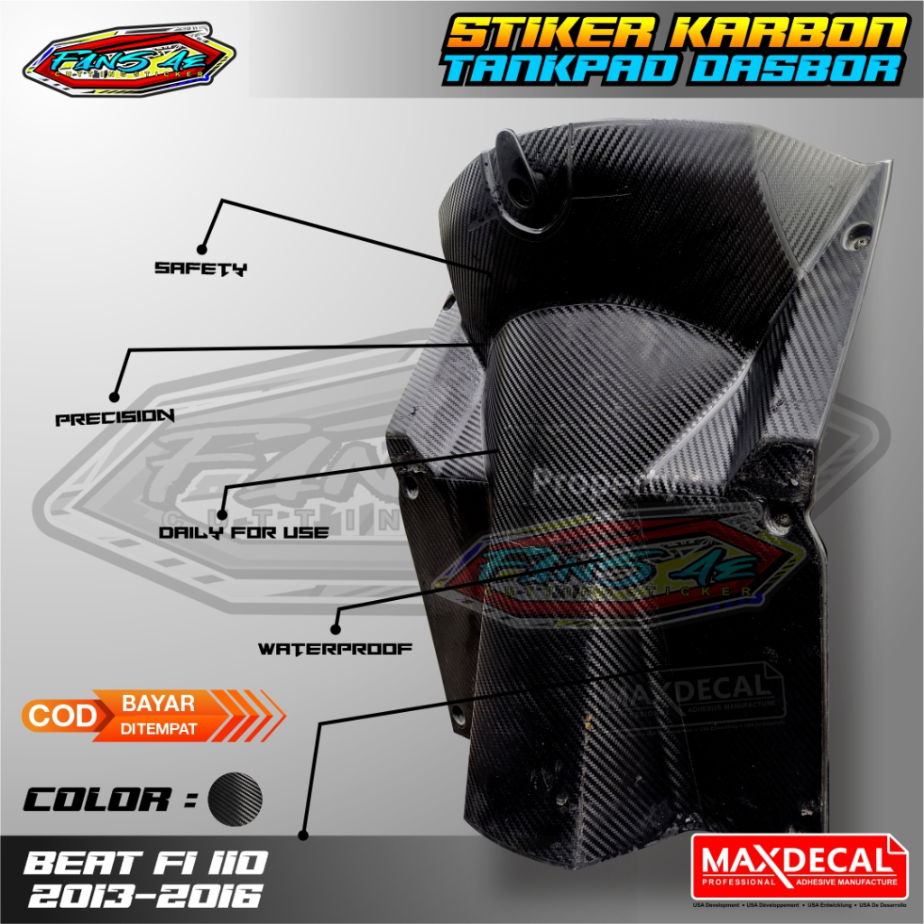 Jual striping beat fi 2013-2016 pelindung dasbor depan tankpad deckpad ...