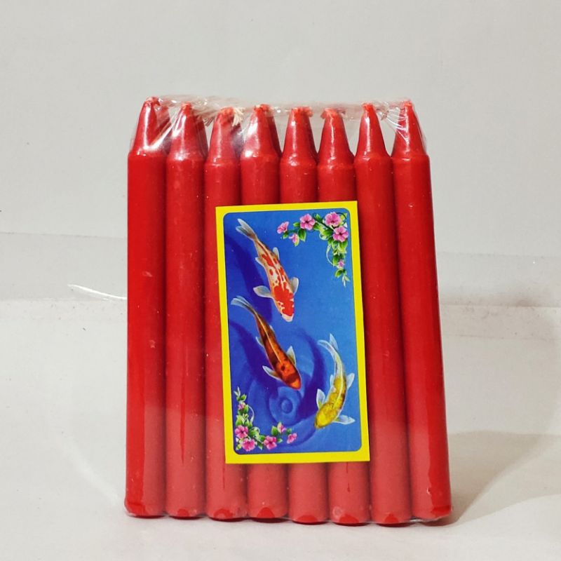 Jual lilin merah isi 24 batang ukuran sedang / red candle type tipe 240 ...
