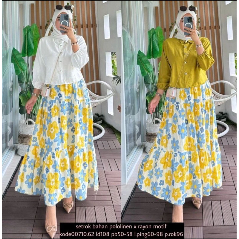 Jual FELICIA SET ATASAN&ROK BAHAN POLO LINEN&RAYON BUNGA PREMIUM ...