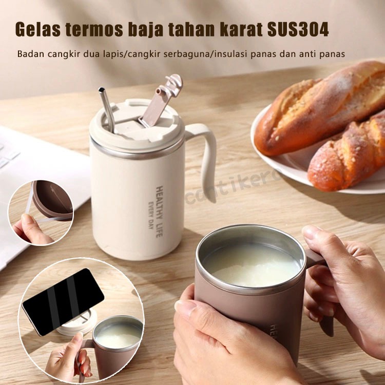 Jual SUS 304 Stainless Steel Handle Grip Mug/Office Cup/Travel Mug ...