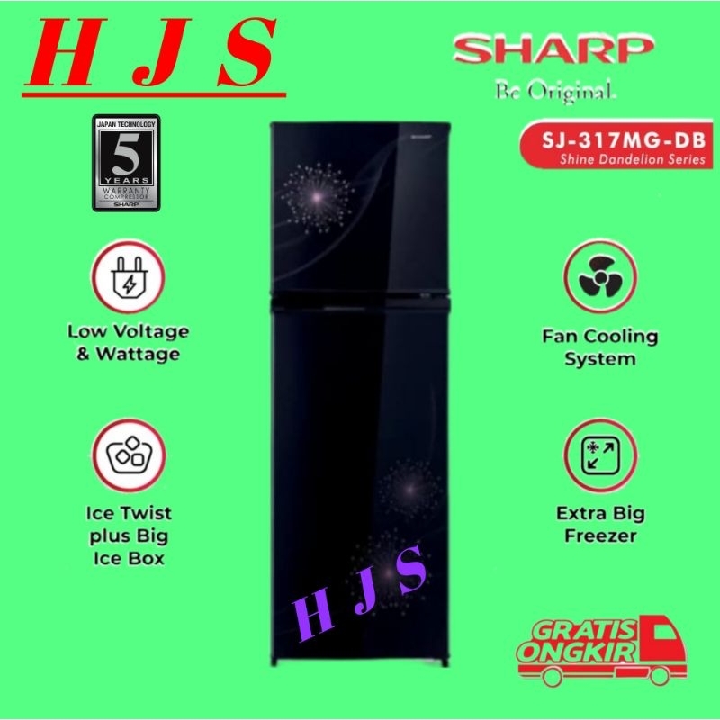 Jual KULKAS SHARP 2 PINTU SJ-317MG-DB/DP SJ-317 LOW VOLTAGE 256L ...