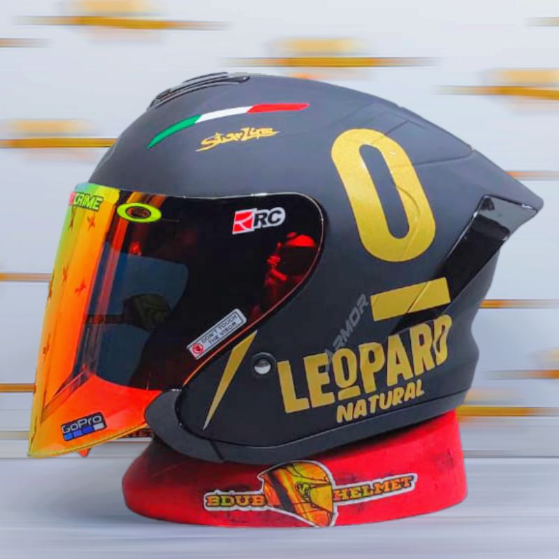 Jual Helm JS ARMOR motif Leopard Black dof paket ganteng spoiler 3D ...