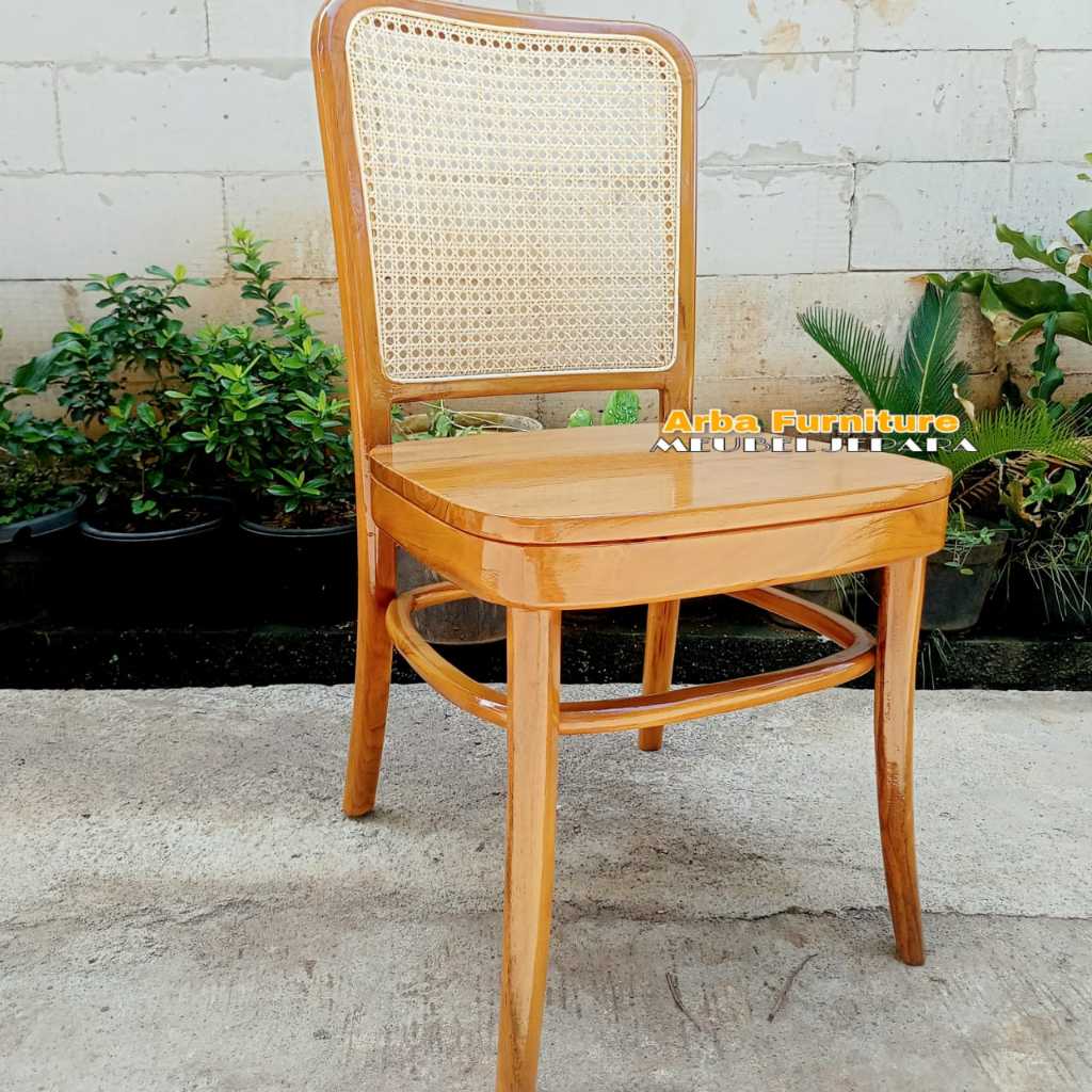 Jual Kursi Makan Rotan / Kursi Cafe retro rotan asli kayu jati / Kursi minimalis jati rotan ...