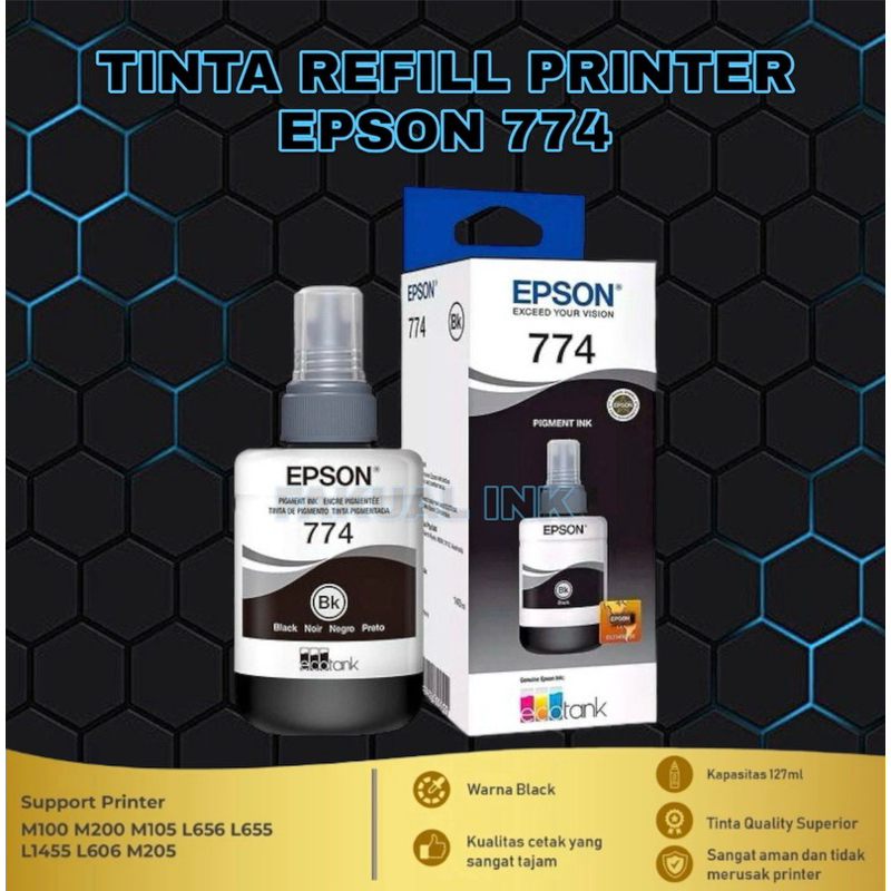 Jual Tinta Epson 774 Black To Printer M100 M200 L655 L1455 | Shopee ...