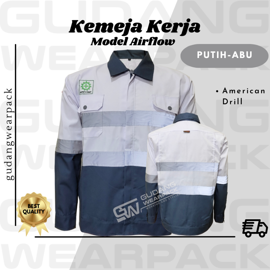 Jual Gudang Wearpack - Baju Kerja Model Airflow Warna Putih Kombinasi ...