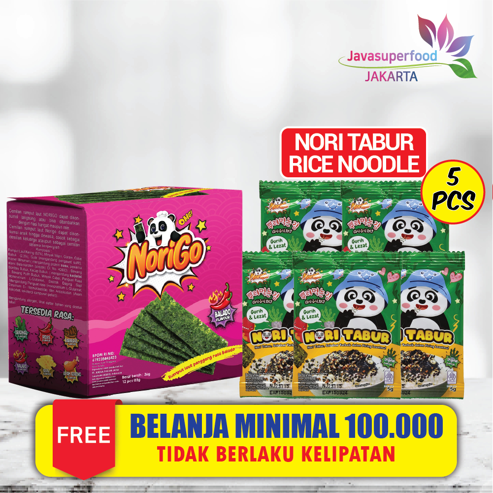 Jual Norigo Balado (1 DUS ISI 5 PACK) FREE 10 PCS / Nori Sachet Seaweed ...