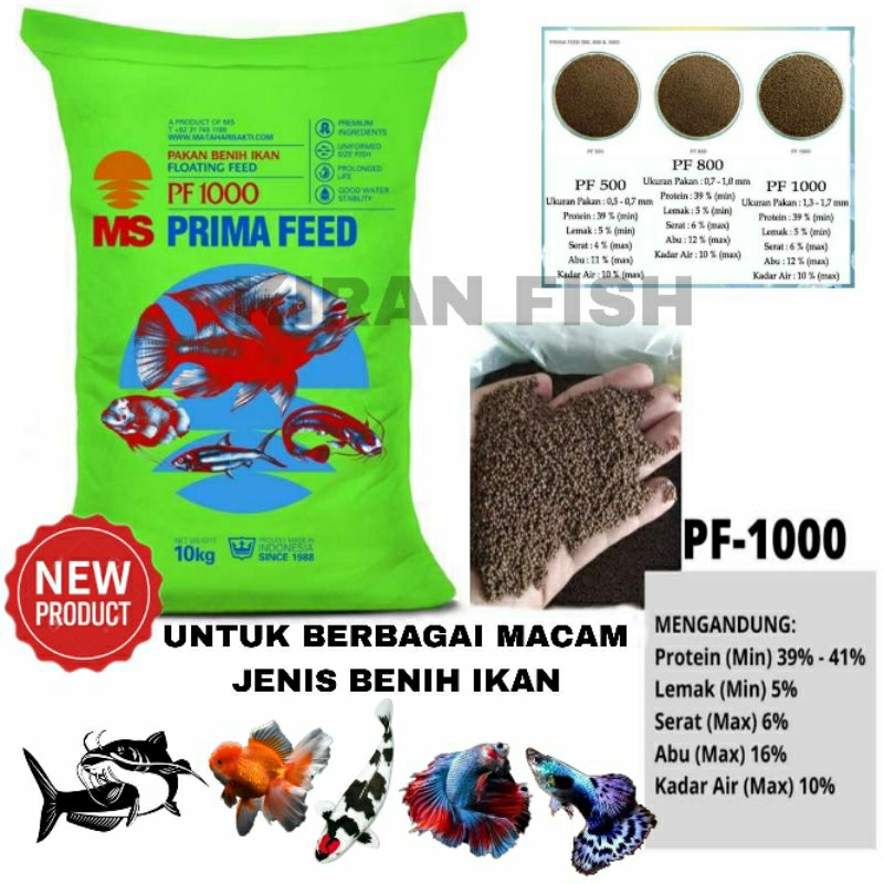 Jual PF 1000 pakan tinggi protein kemasan pakum repack kemasan 500gram ...