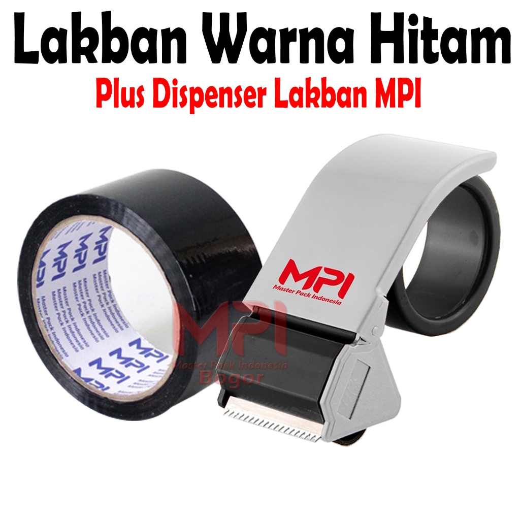 Jual Lakban Warna Hitam 48 mm x 50 Meter Plus Dispenser Lakban MPI ...