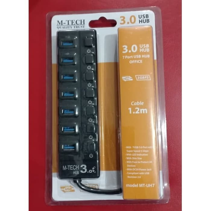 Jual Usb hub 3.0 M-tech 7port switch on off MT-UH7 - Usb hub 7 port ...